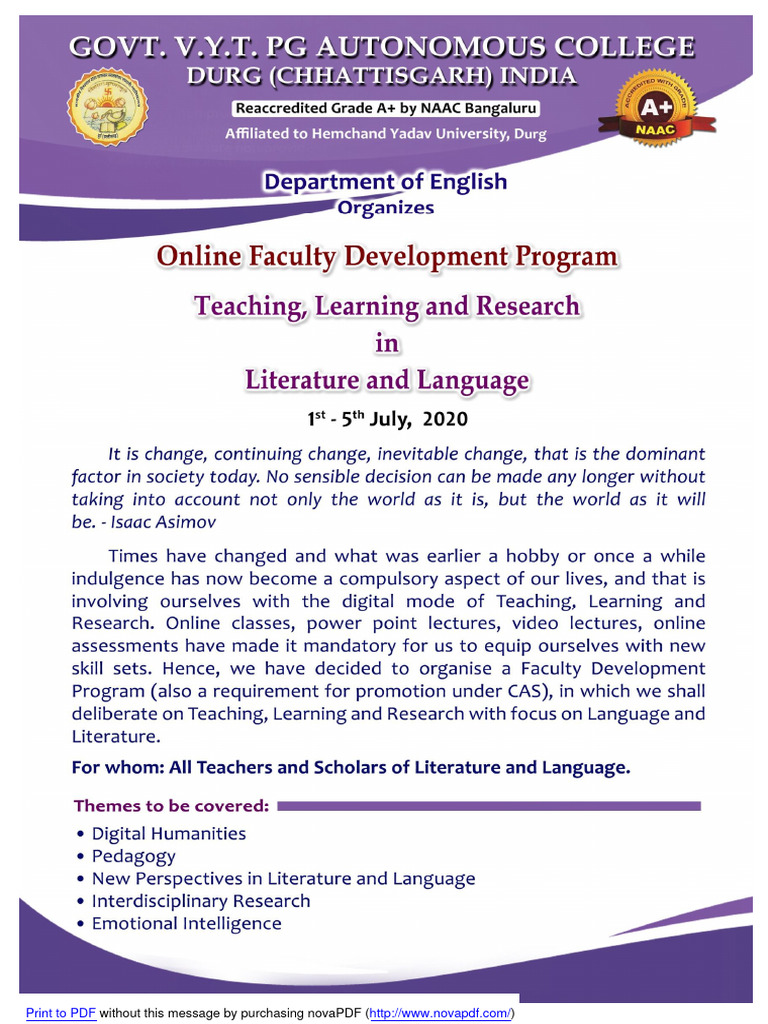 Online Faculty Development Program Pdf