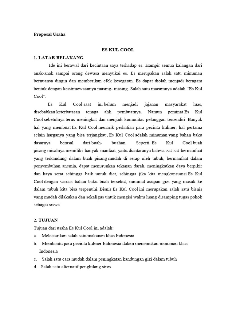 Proposal Usaha ES KUL KUL | PDF