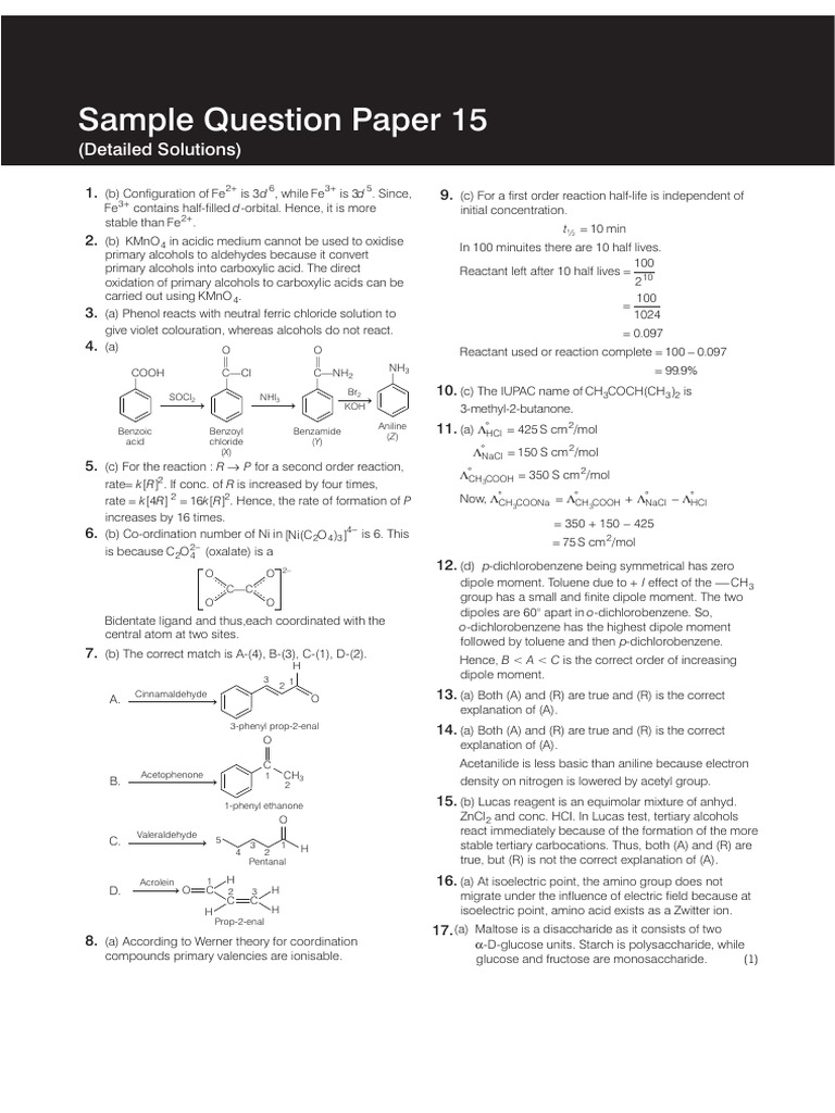 2023 CBSE Chemistry 12th SQP 15 | PDF | Carboxylic Acid | Acid