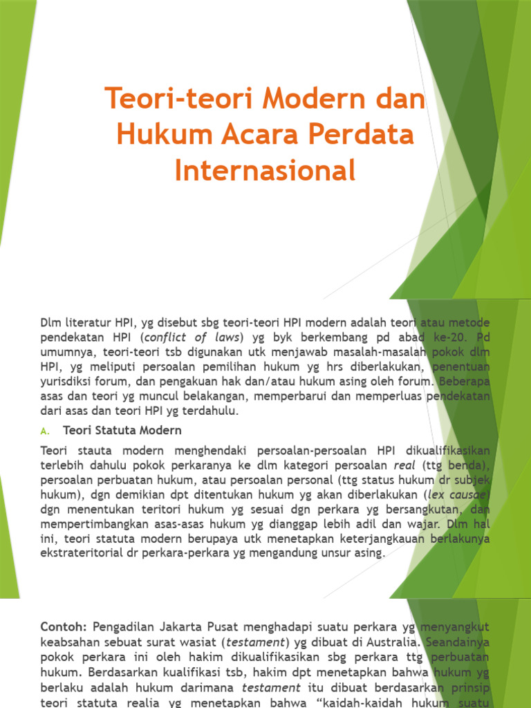 P10 Teori-Teori Modern Dan Hukum Acara Perdata Internasional | PDF