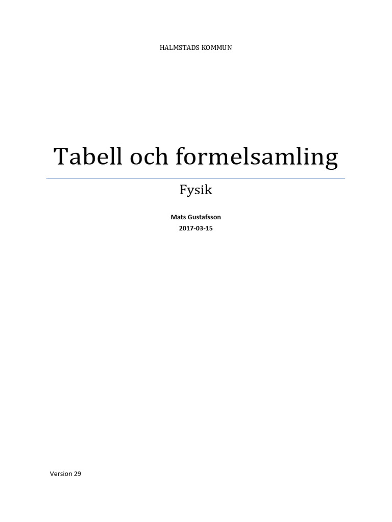 Tabell Och Formelsamling | PDF