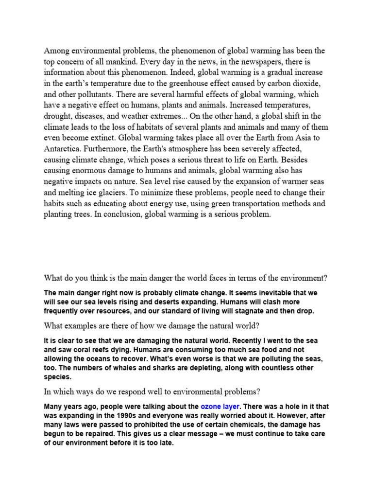 Among Environmental Problems | PDF | Climate Change | Earth