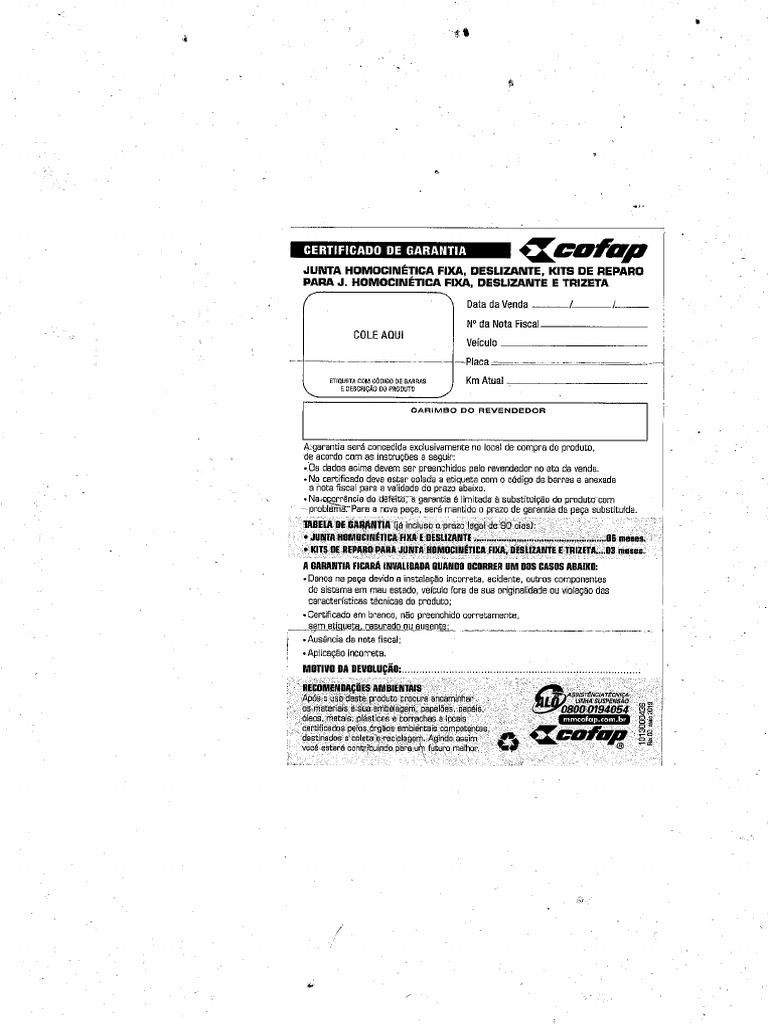 Certificado Cofap | PDF