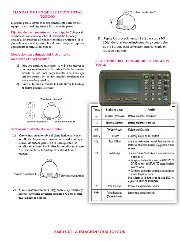Manual de Uso de Estacion Topcon | PDF