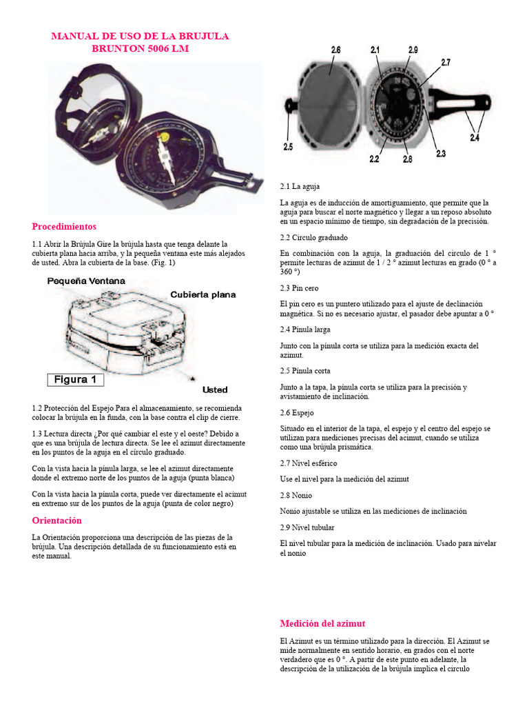 Manual de Uso de La Brujula Brunton 5006 LM | PDF | Azimut | Brújula