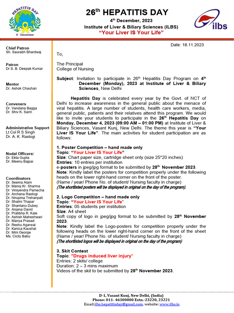 Nursing Day Invitation for Hepatitis Day | PDF | Medical Specialties ...