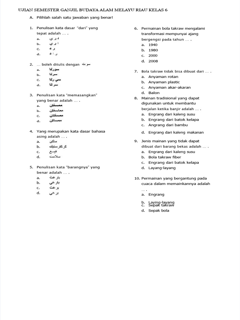 Soal BMR Kls 6 | PDF