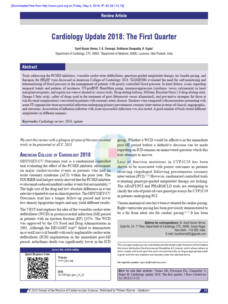 Cardiology Update 2018 The First Quarter | PDF | Cardiology ... Cardiology Update 2018 The First Quarter | PDF | Cardiology ...