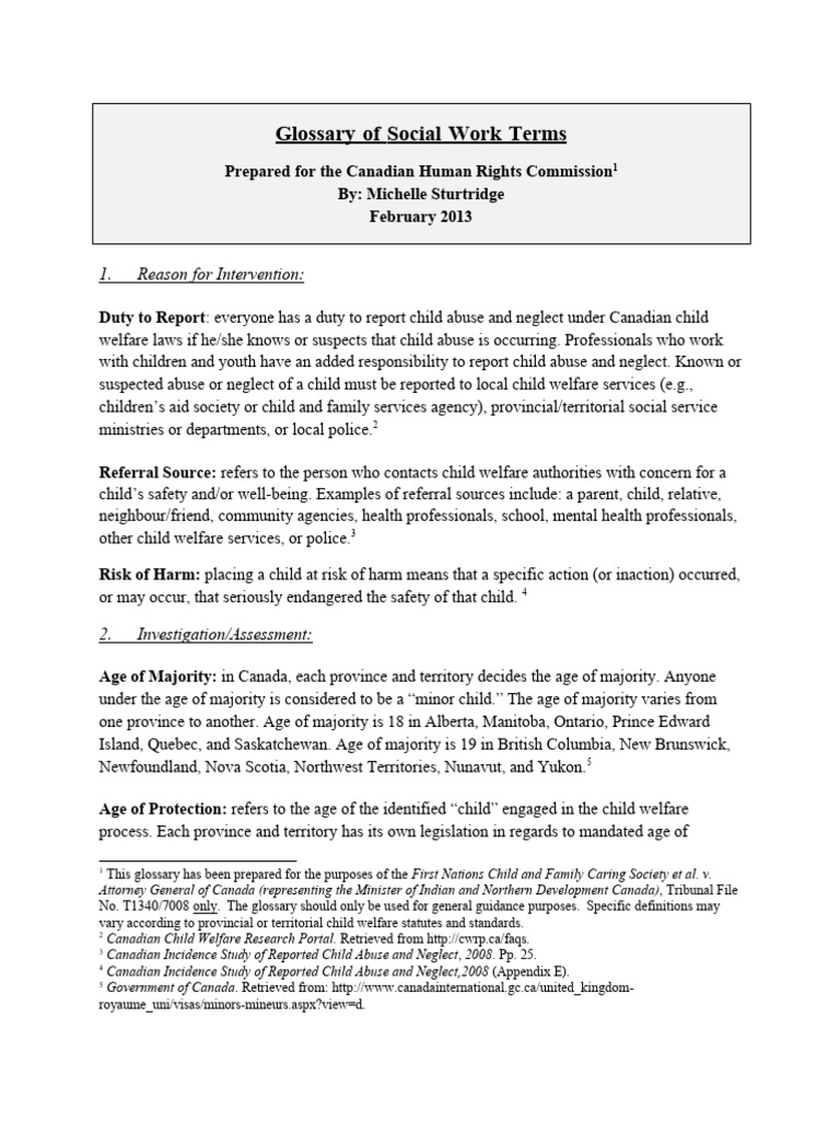 Glossary of Social Work Terms February 2013 EN | PDF | Child Neglect ...