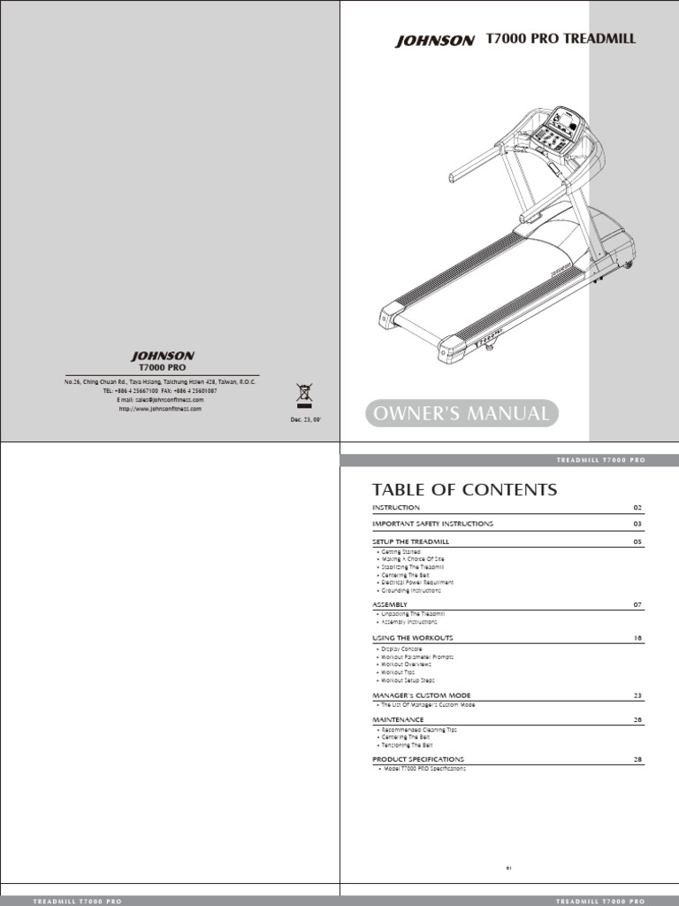 Johnson T7000 Pro Manual | PDF | Ac Power Plugs And Sockets | Treadmill