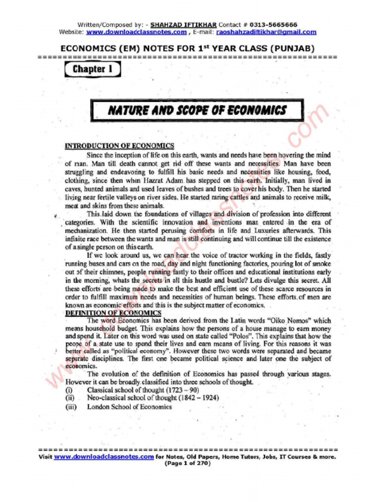 Unit 1 Nature and Scope of Economics | PDF