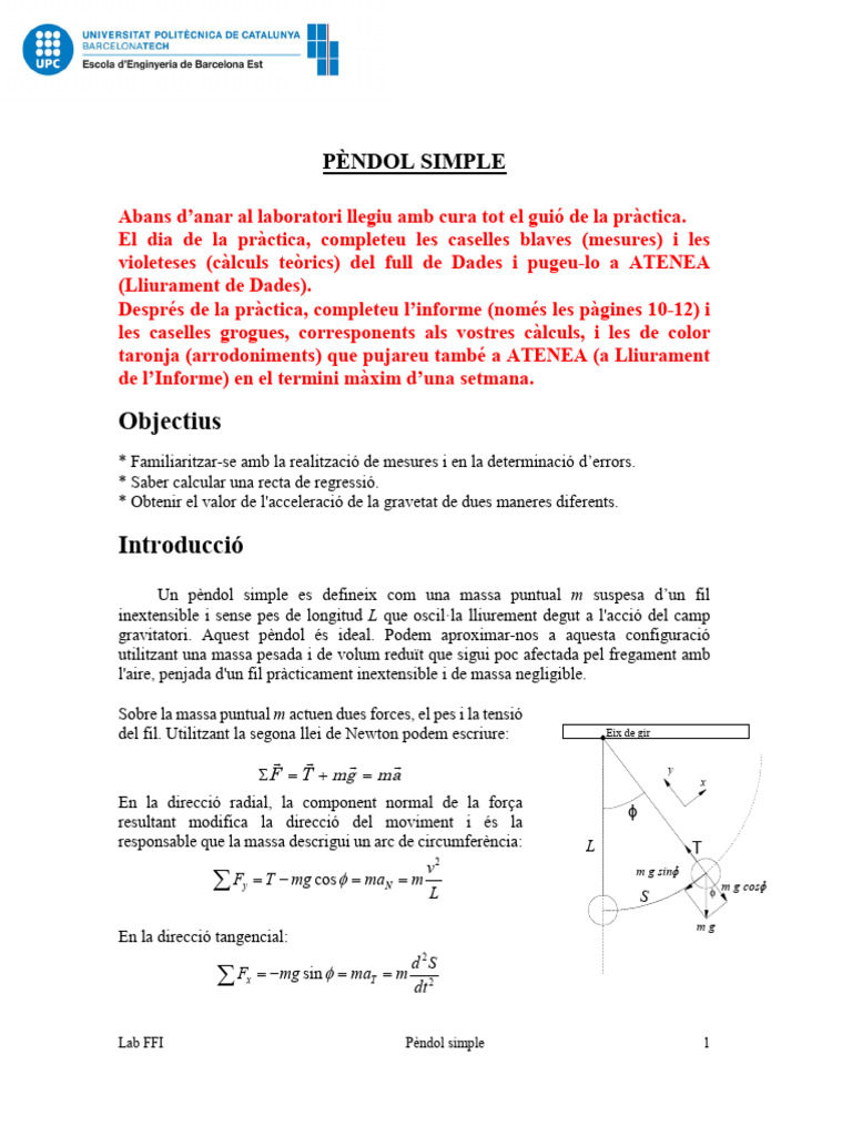 Pèndol Simple T23 | PDF