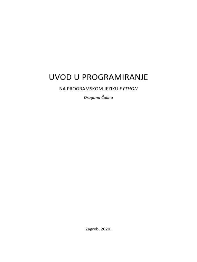 Uvod U Programiranje Na Programskom Jeziku Python | PDF