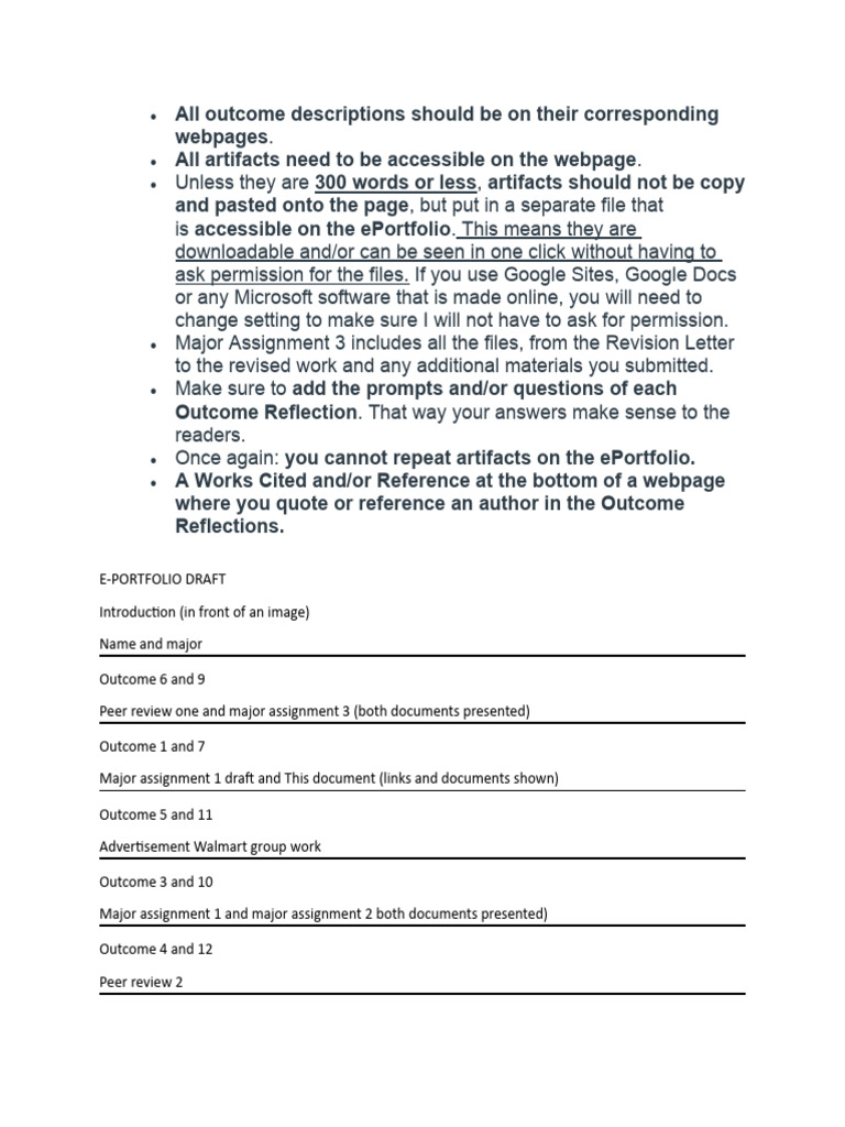 Eportfolio Planning | PDF