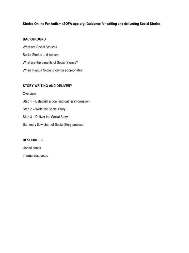 Guidance For Writing - and Delivering Social Stories | PDF | Autism ...