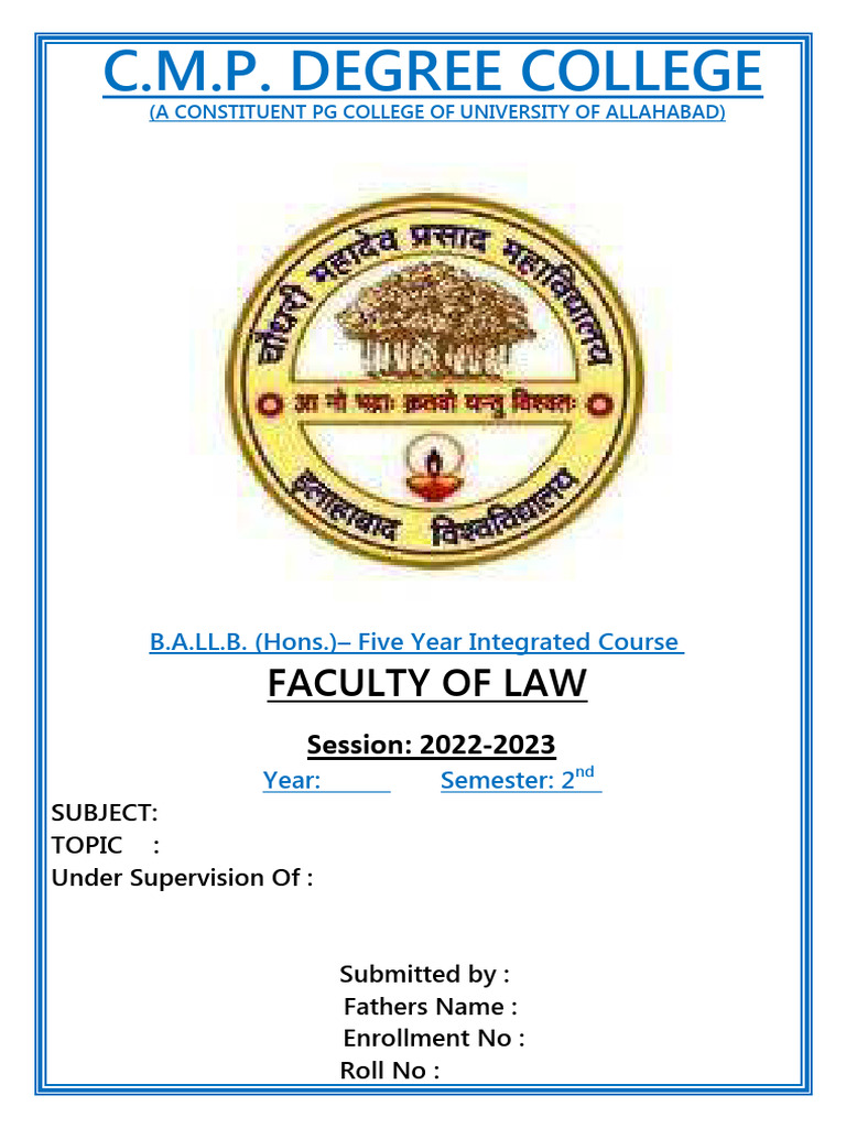 Assignment Cover Page, CMP (BALLB 2nd sem) | PDF Assignment Cover Page, CMP (BALLB 2nd sem) | PDF