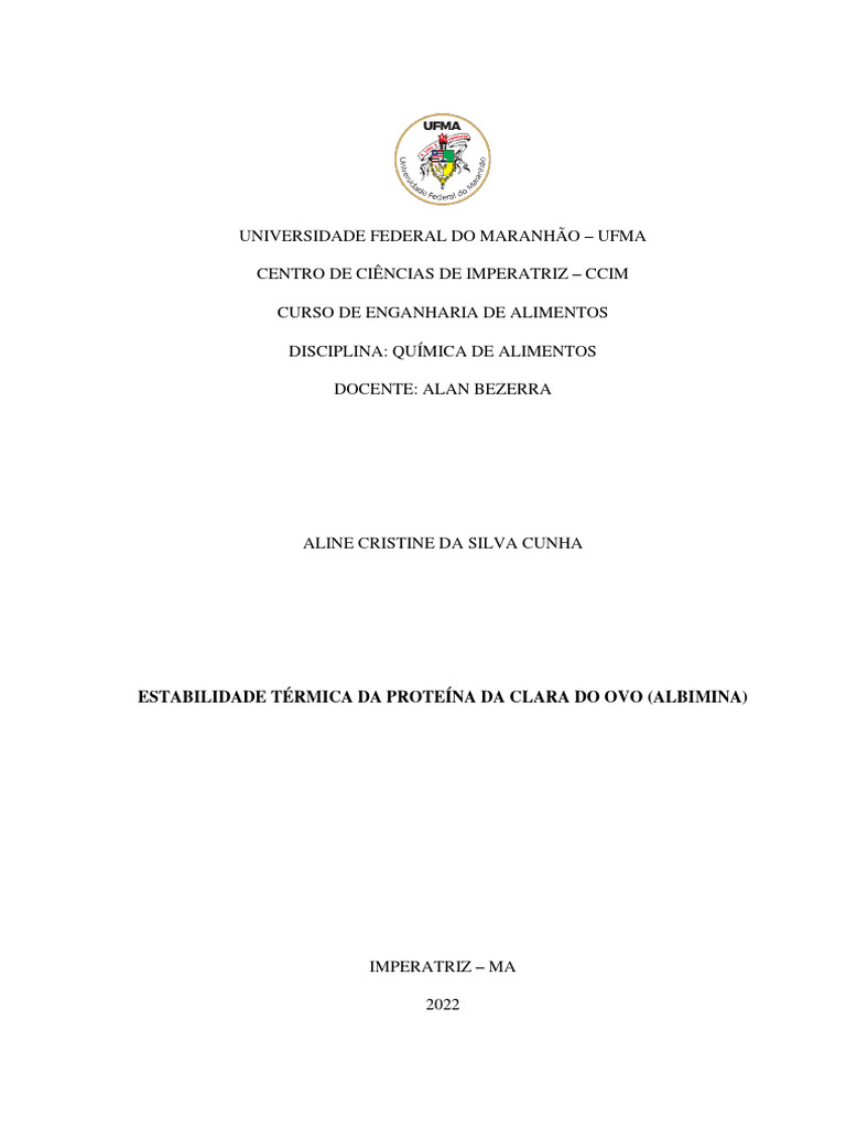 Relatorio Proteina Do Ovo_aline | PDF | Proteínas | Solubilidade