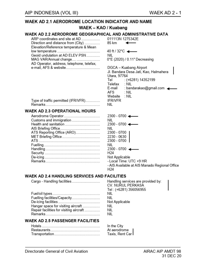 1781-WAEK AD 2.1 To AD 2.24 AIRAC AIP AMDT 139 30 NOV 23 | PDF | Runway ...