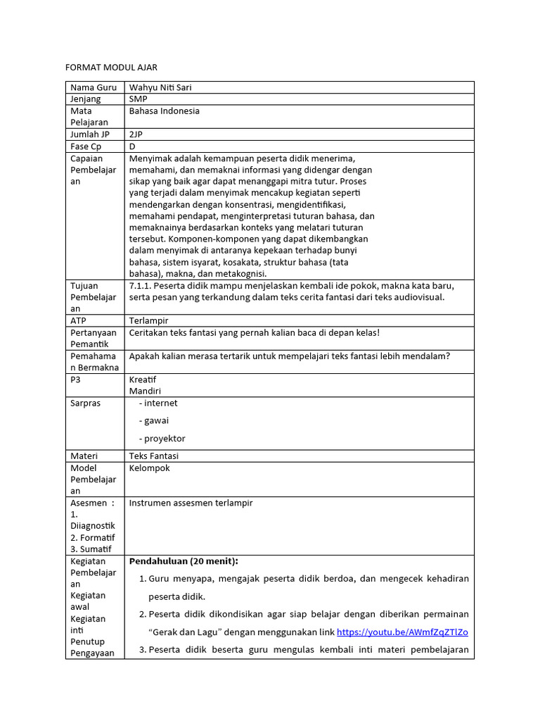 Format Modul Ajar | PDF