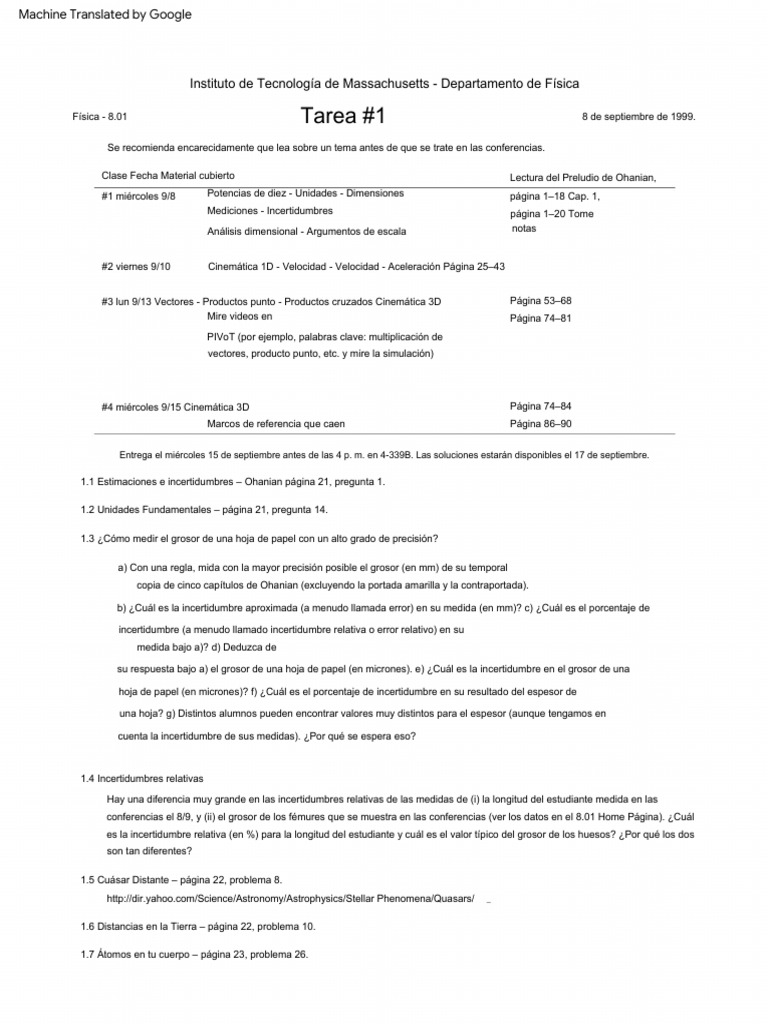 Assign1 1 | PDF | Velocidad | Física