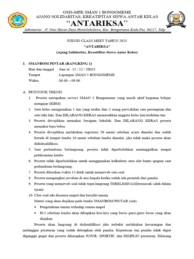 Juknis Dan Juklak Class Meet 2023 | PDF