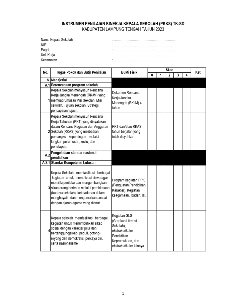 Instrumen PKKS SD Tahun 2023 | PDF