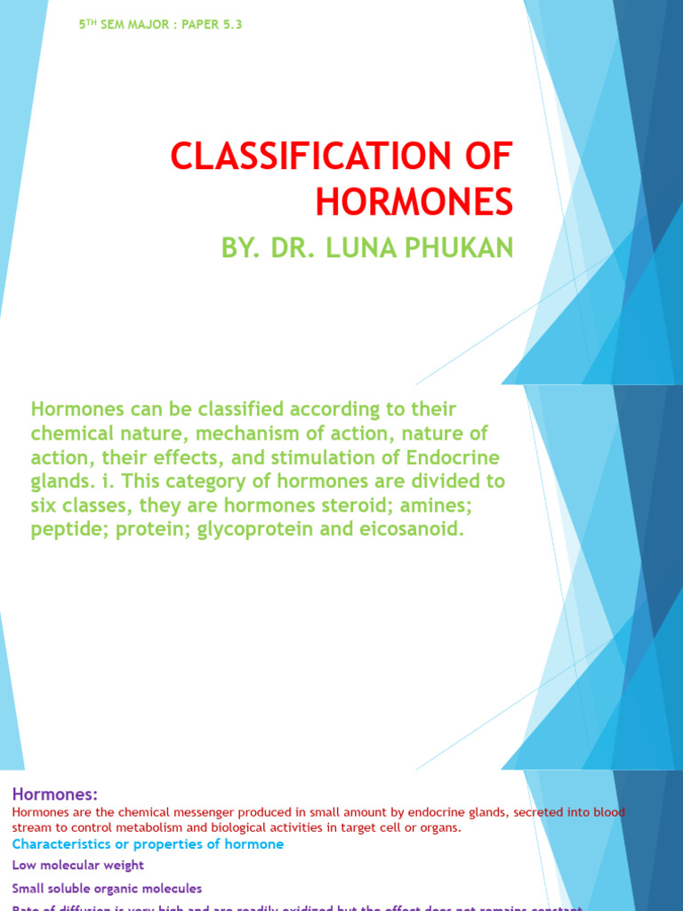 Classification of Hormones: By. Dr. Luna Phukan | PDF | Hormone | Endocrine System
