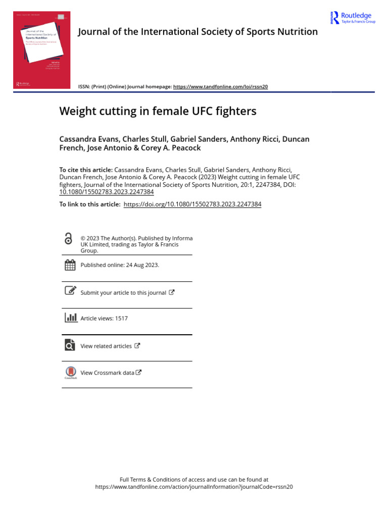 Weight Cutting in Female UFC Fighters | PDF | Menstrual Cycle | Mixed ...
