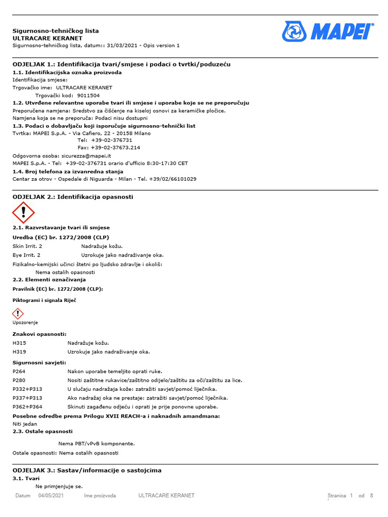 k01182 - Sigurnosno Tehnicki List | PDF