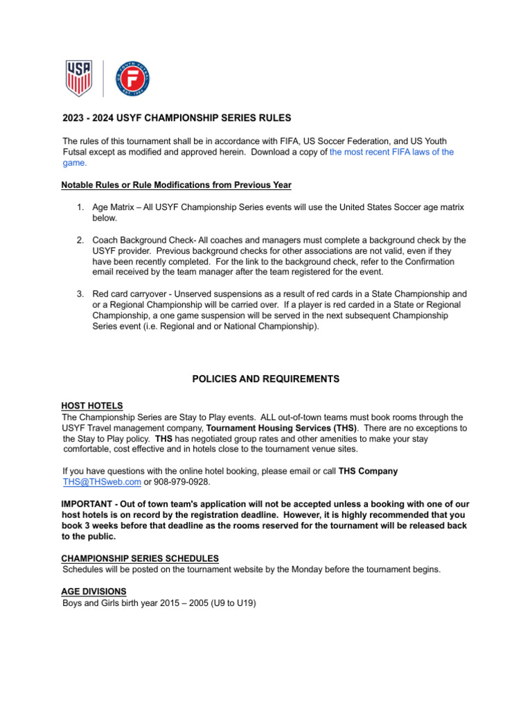 2023-2024 USYF Championship Series Rules 10-24-23 2-10s | PDF ...