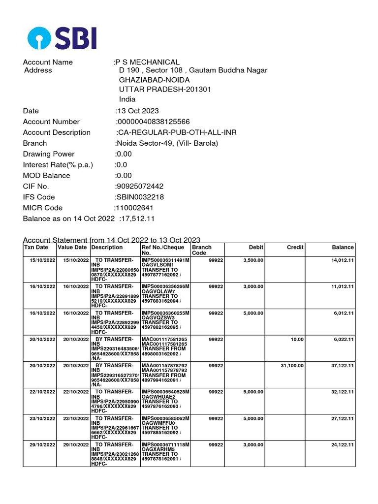 TXN Date Value Date Description Ref No./Cheque No. Branch Code Debit Credit Balance | PDF ...