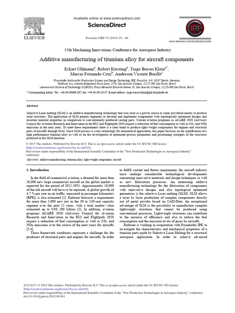 Additive Manufacturing of Titanium for Aircraft | PDF | Microstructure ...