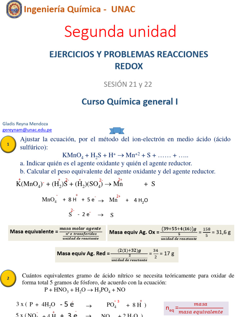 Semana 11 Sesión 21y 22 | PDF | Redox | Ácido clorhídrico