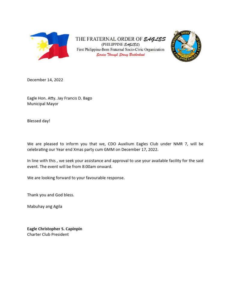 Request Letter To Use Venue | PDF | Sports & Recreation