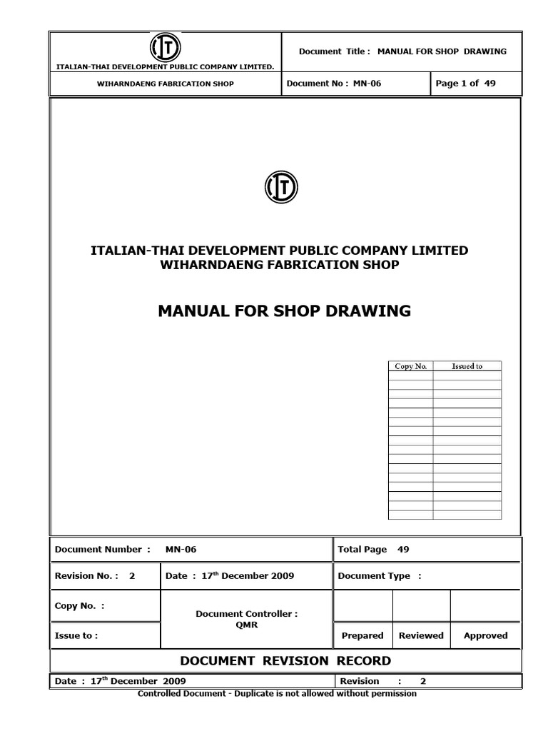 Manual For Shop Drawing (MN-06) Rev. 2 | PDF