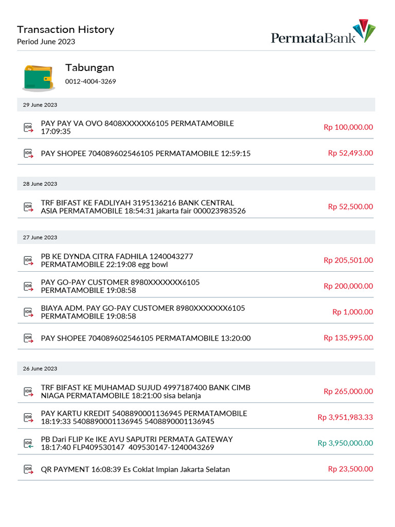 June 2023 Bank Transaction Summary | PDF | Indonesia | Institutional ...