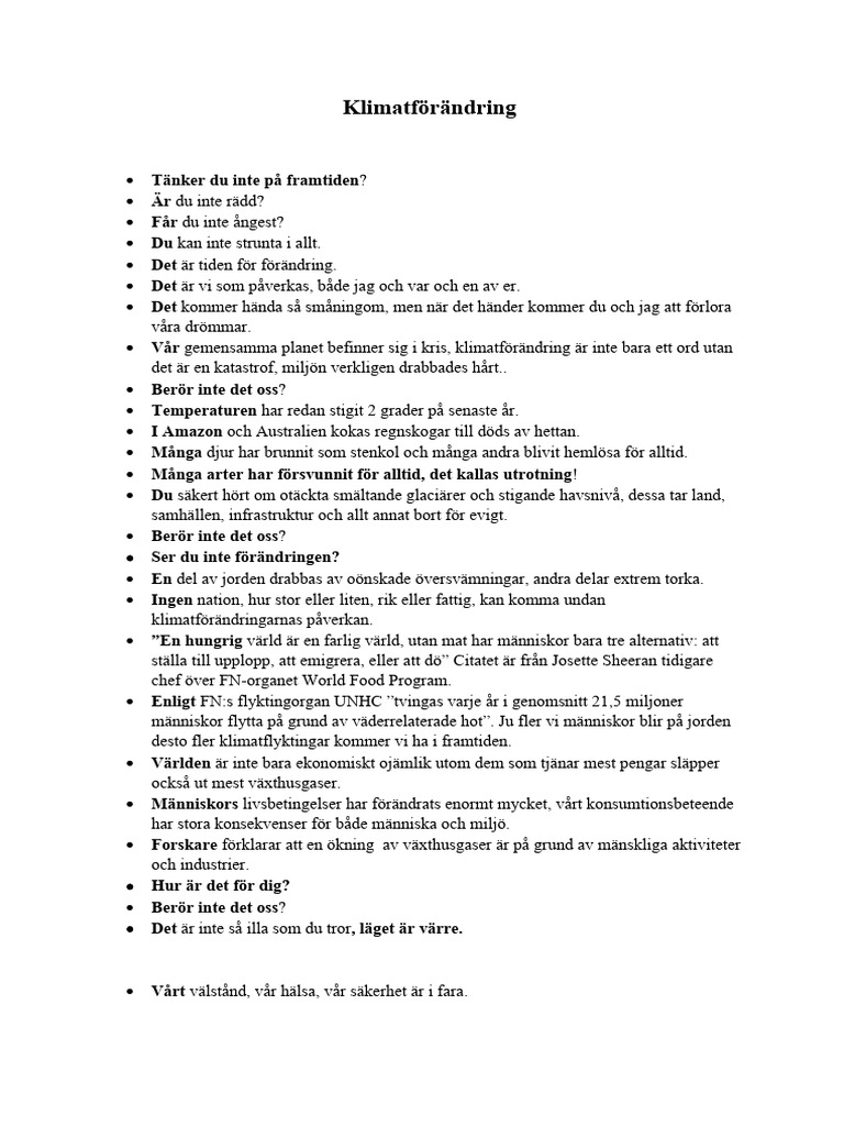 Tal Om Klimatkris11 | PDF