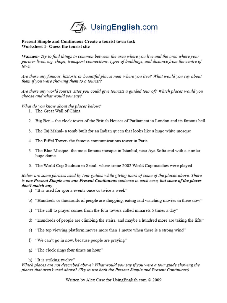 Present Simple and Continuous Create A Town | PDF | Buildings And ...