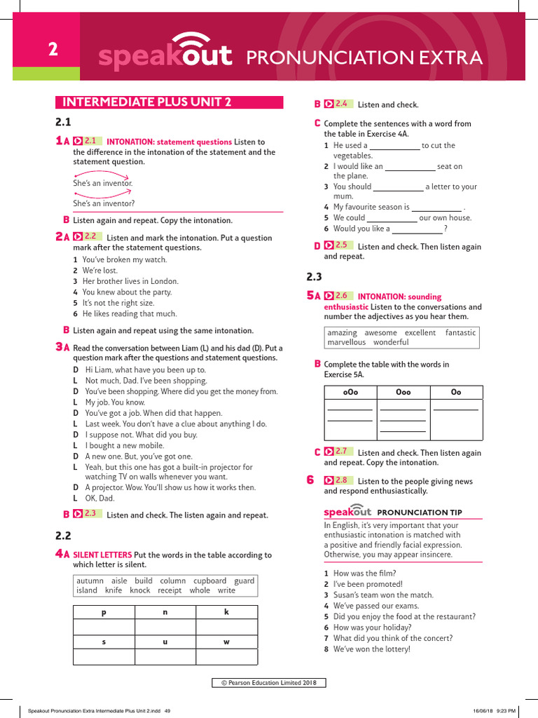 Speakout Pronunciation Extra Intermediate Plus Unit 2 | PDF | Language Mechanics | Grammar