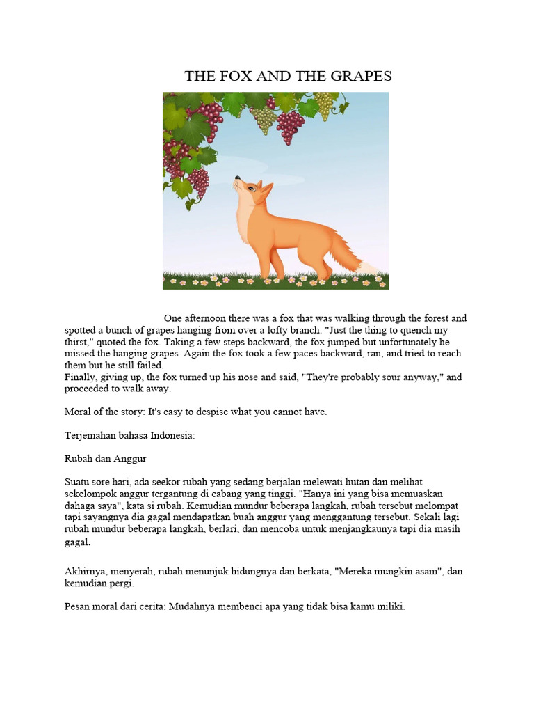 THE FOX AND THE GRAPES | PDF