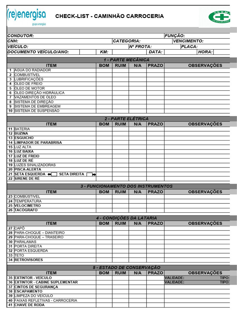 Check-list de Manutenção de Caminhão | PDF | Veículos | Indústria ...