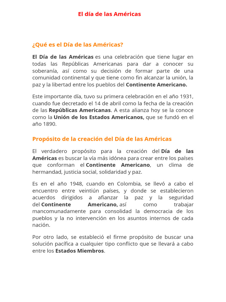 El Día de Las Américas | PDF | Política | Viajes y turismo