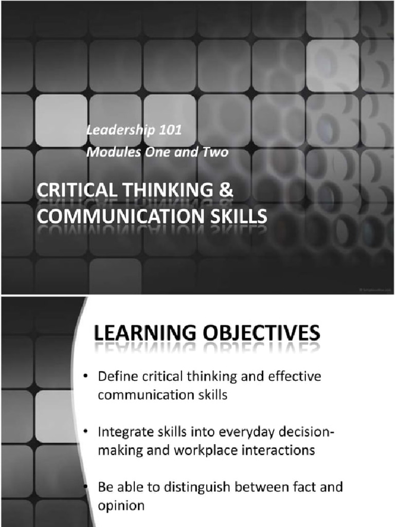 Critical Thinking Communication Skills Rev52410 | PDF