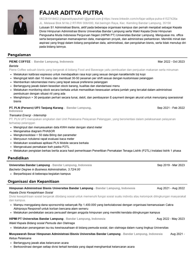 Fajar Aditya Putra-Resume New | PDF