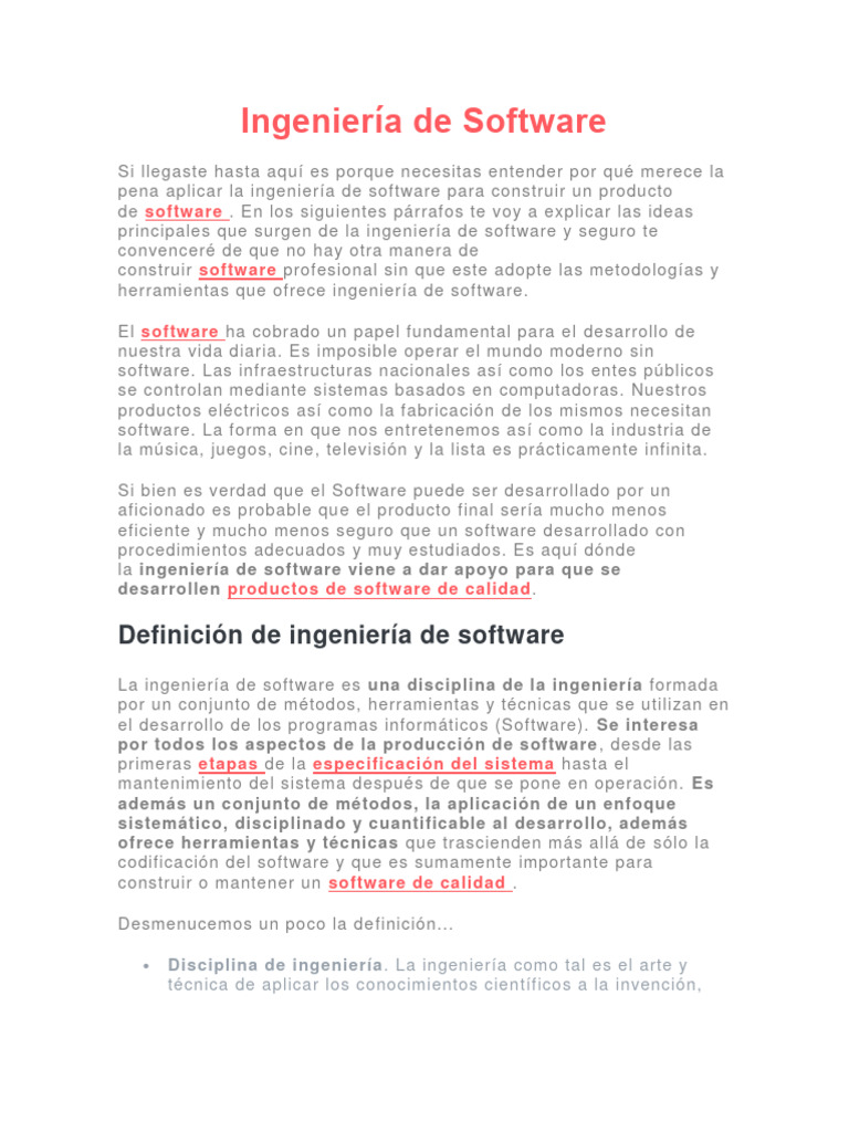 Ingeniería de Software | PDF | Software | Ingeniería de software