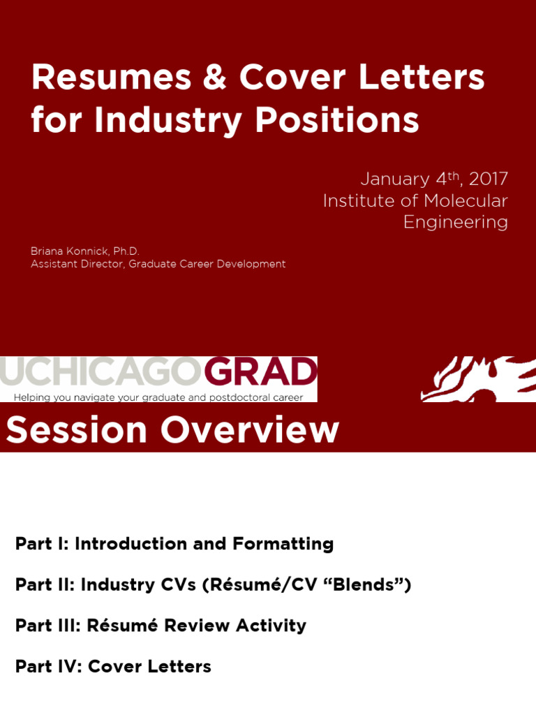 UChicago Cover Letter & Resume Guide | PDF | Résumé | Biometrics