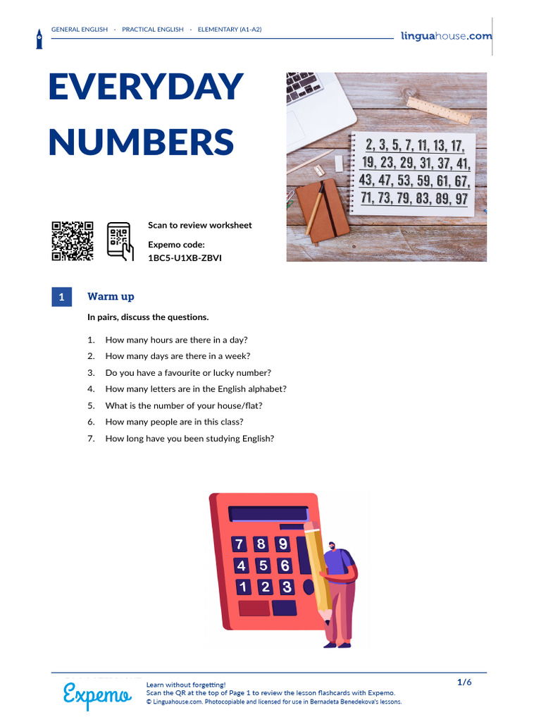 Everyday Numbers British English Teacher | PDF | Stress (Linguistics ...