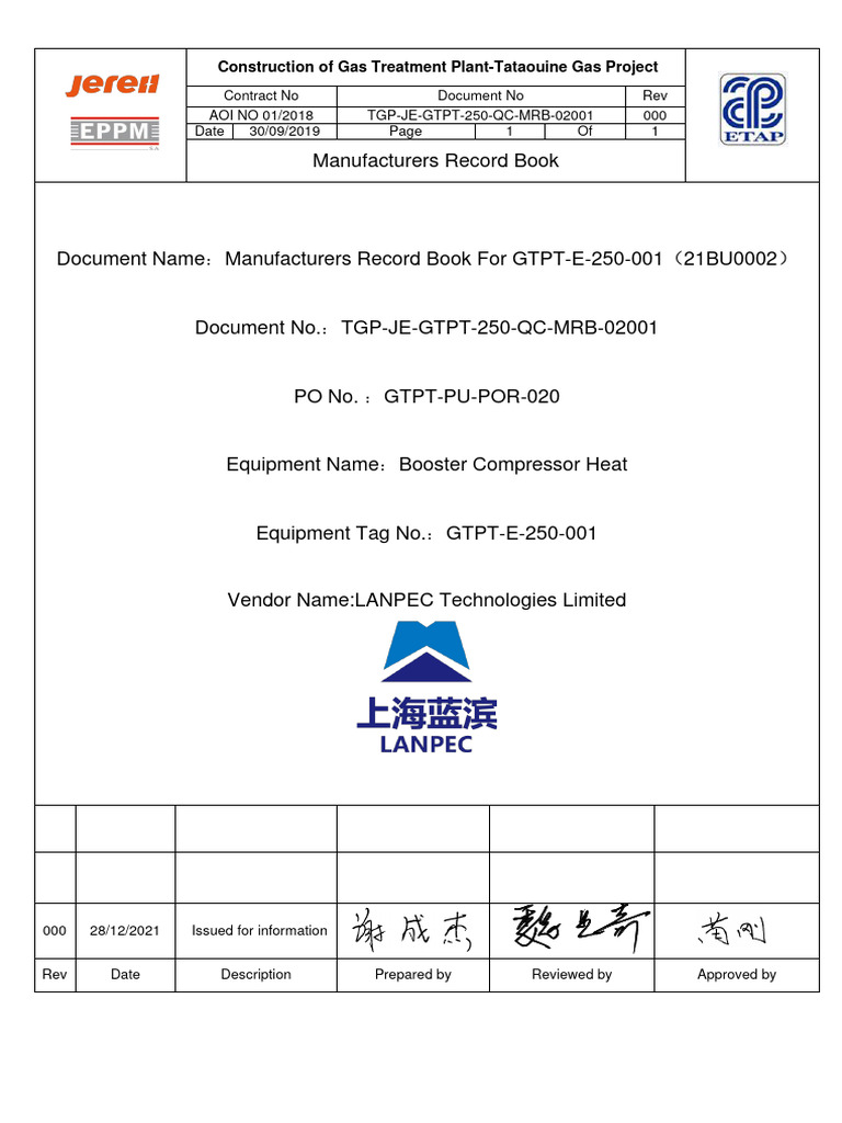 TGP JE GTPT 250 QC MRB 02001 - 000 - LB - MRB For Booster Compressor ...
