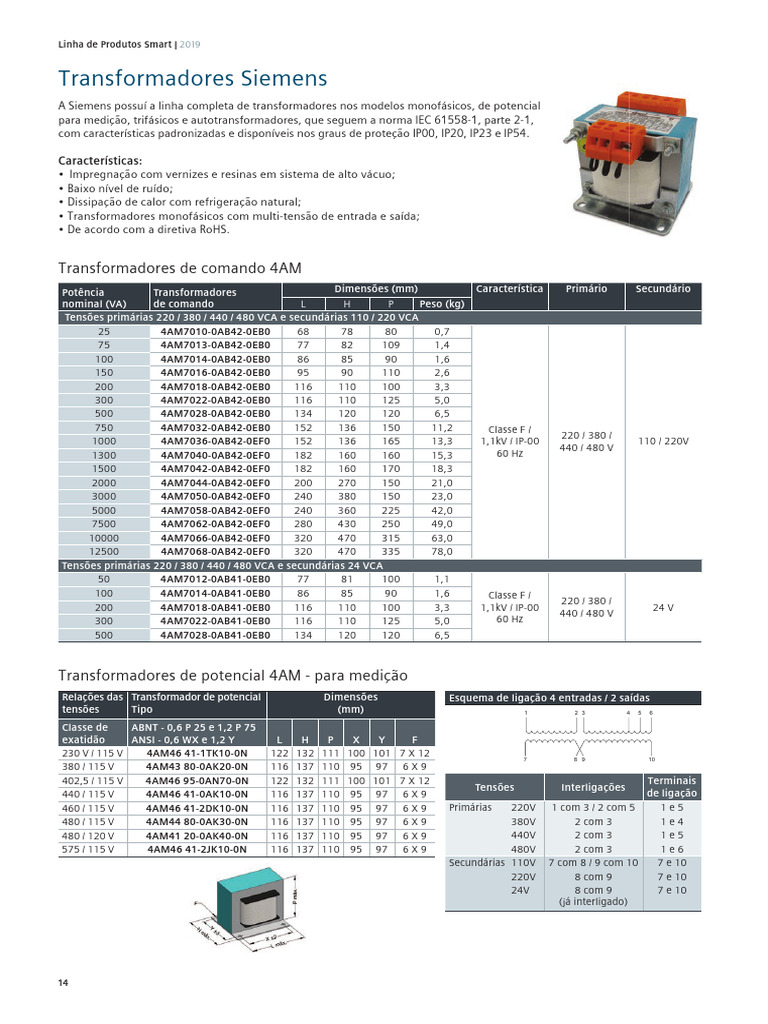 Transformadores Siemens: Transformadores de Comando 4AM | PDF | Quantidades físicas | Engenharia ...