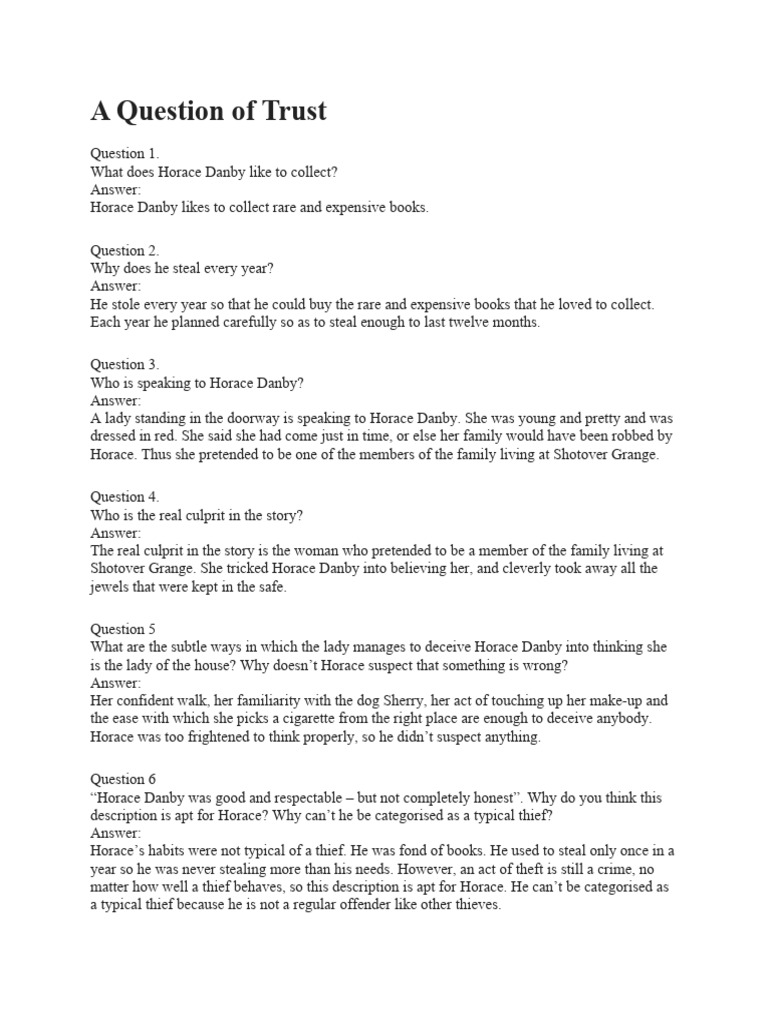 A Question of Trust | PDF | Theft